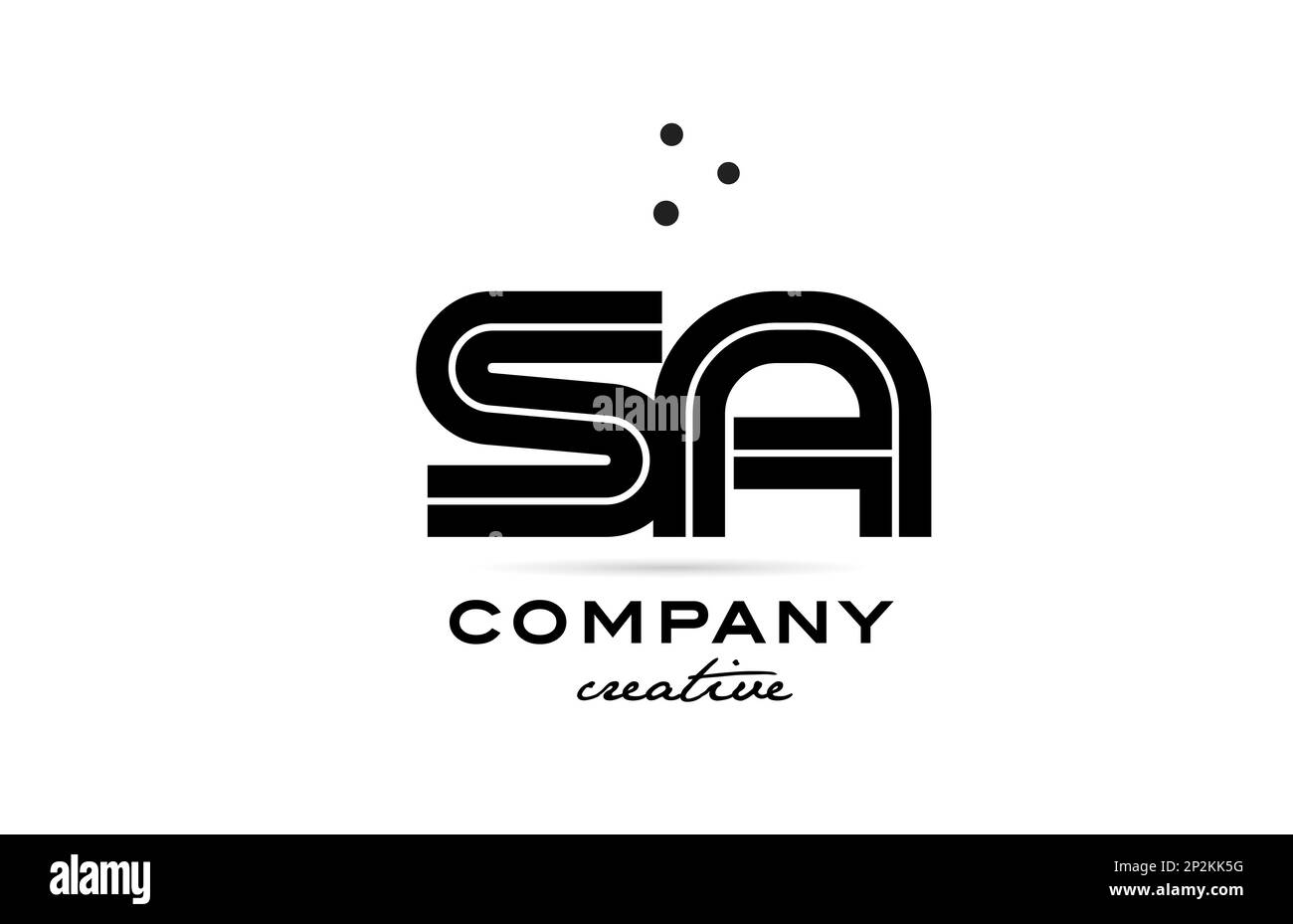 SA black and white combination alphabet bold letter logo with dots ...
