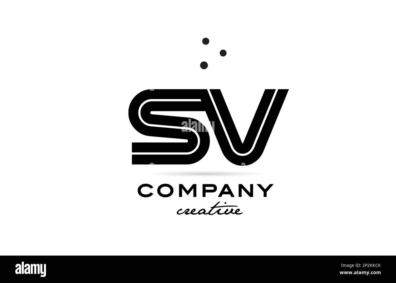 SV black and white combination alphabet bold letter logo with dots. Joined creative template ...