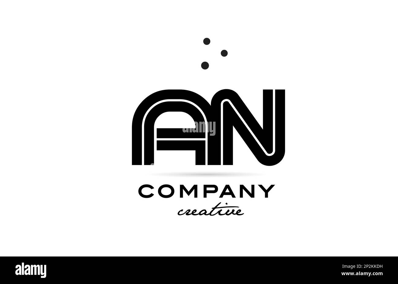 AN black and white combination alphabet bold letter logo with dots ...