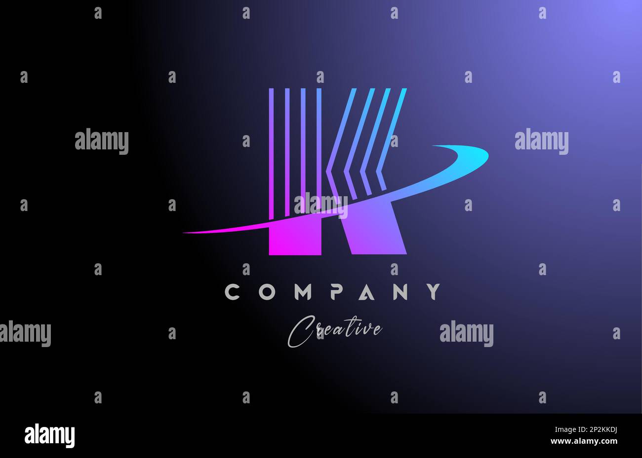 pink blue K alphabet letter logo icon design with swoosh. Creative line ...