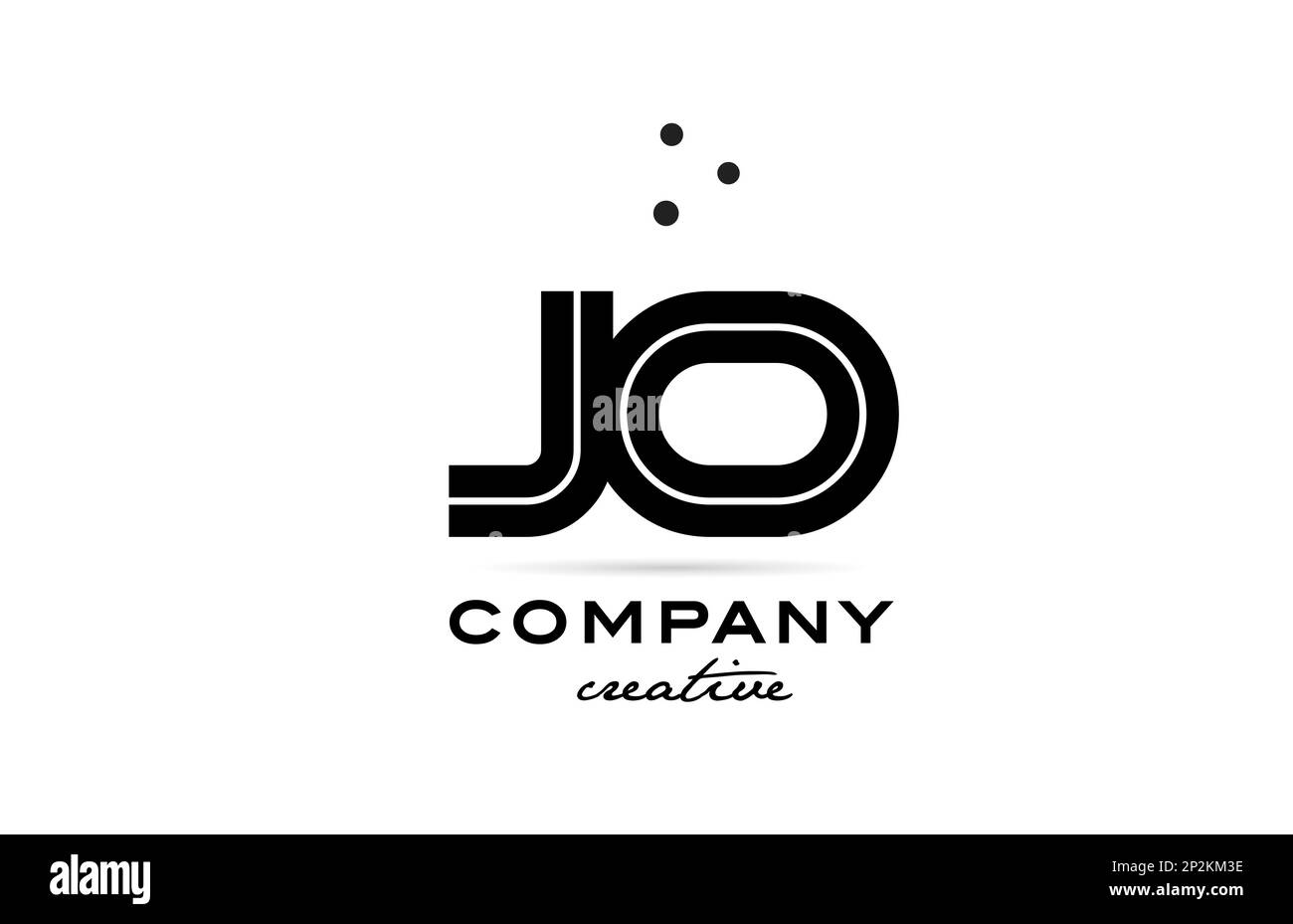 JO black and white combination alphabet bold letter logo with dots ...