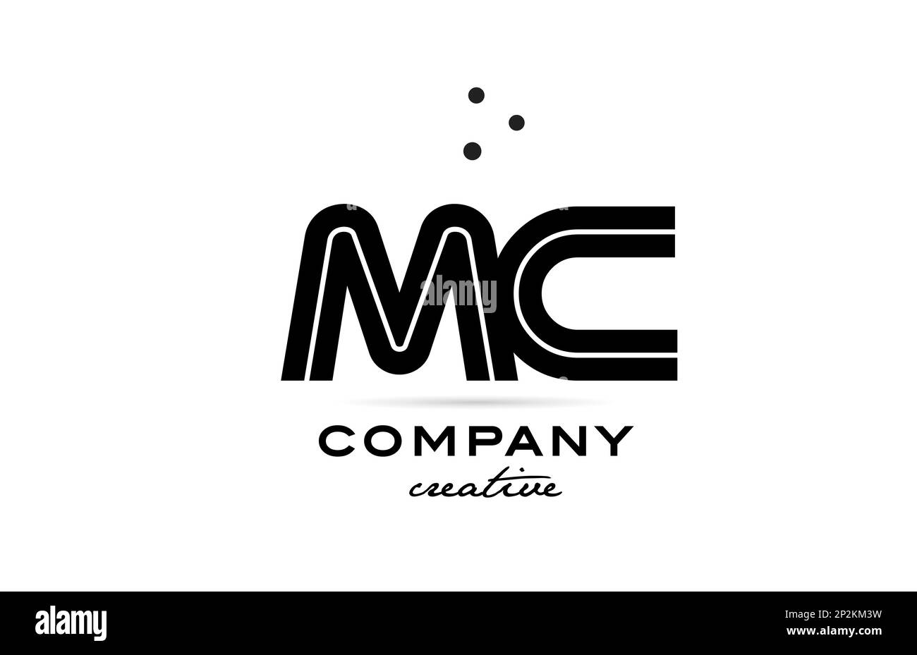 MC black and white combination alphabet bold letter logo with dots ...