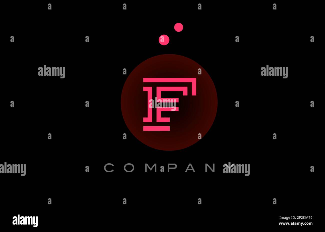 black pink F alphabet letter logo icon with dots and circle. Template ...