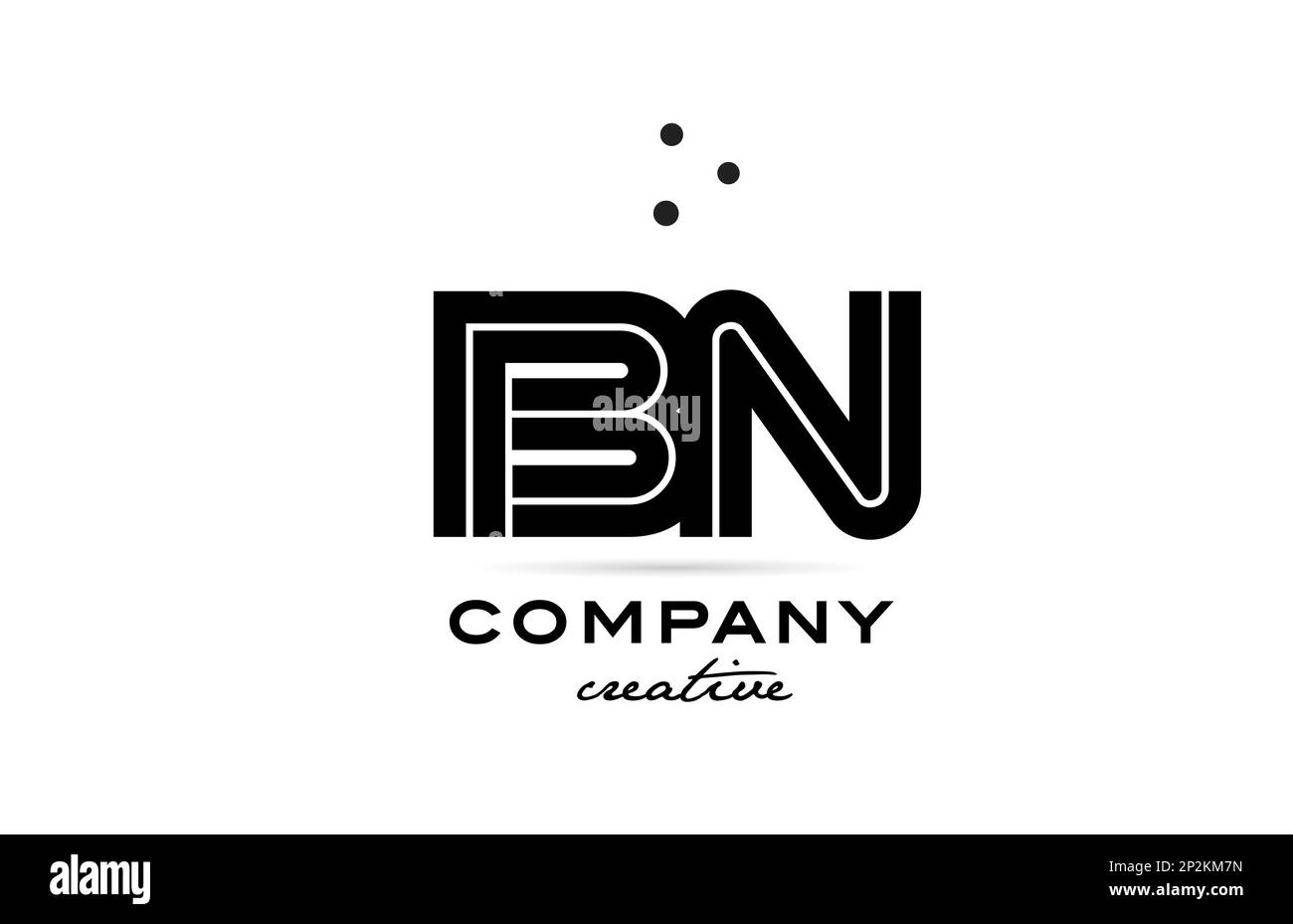 BN black and white combination alphabet bold letter logo with dots ...