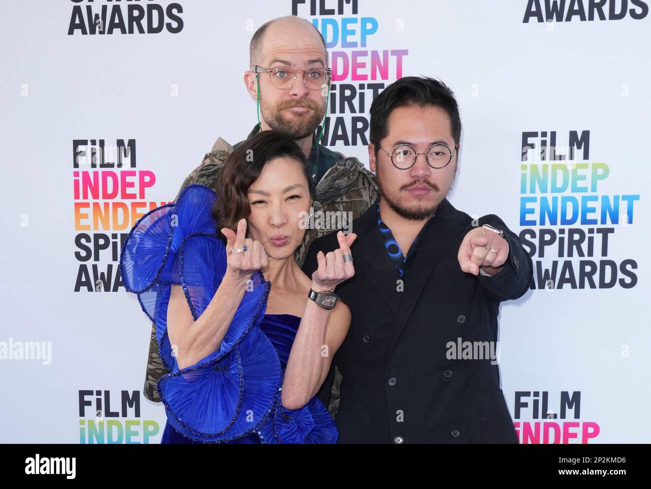 MIchelle Yeoh, from left, Daniel Scheinert, and Daniel Kwan arrive at ...