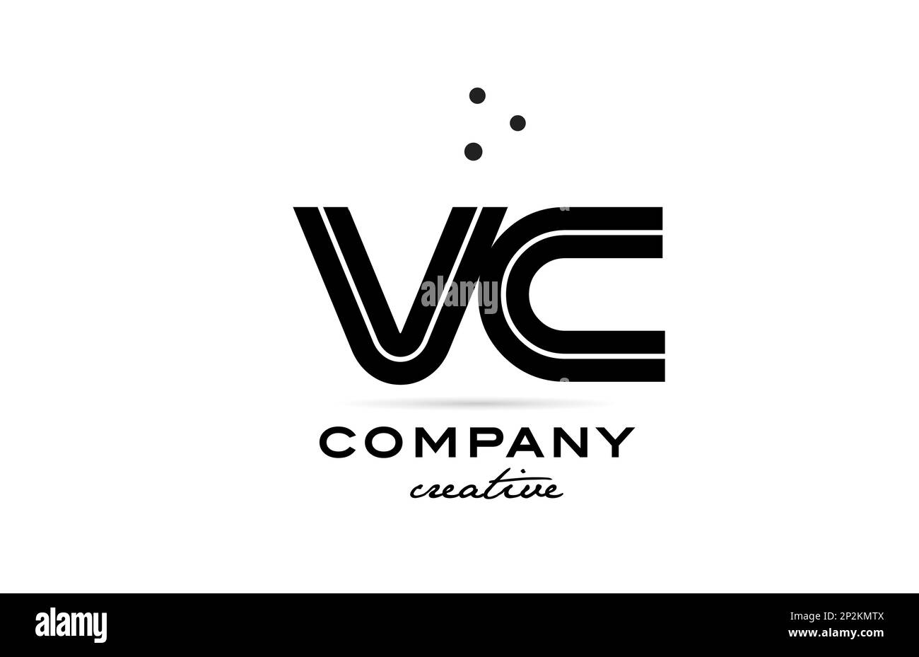 VC black and white combination alphabet bold letter logo with dots ...