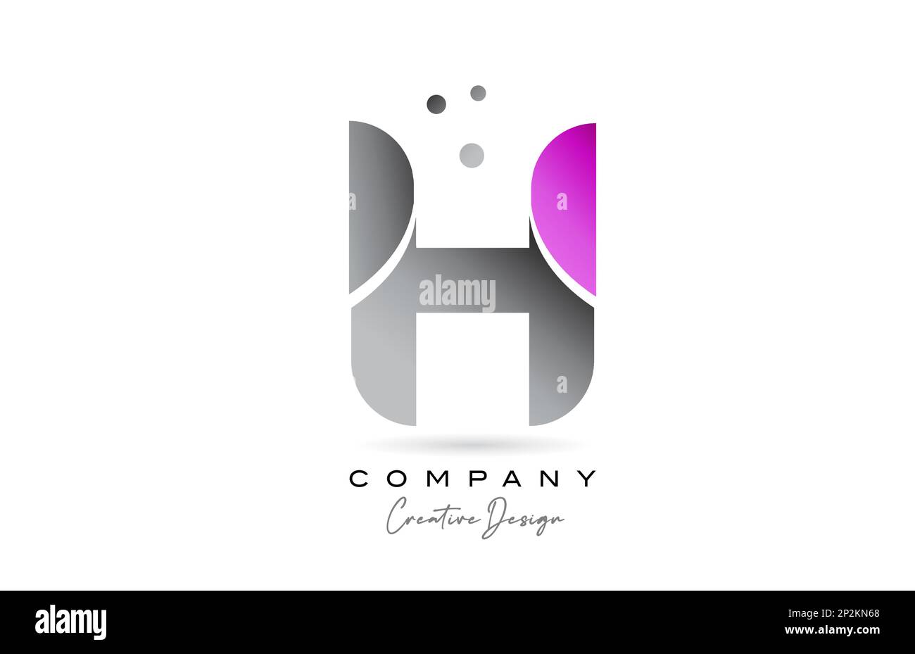 H pink grey alphabet letter logo icon design with dots. Creative ...