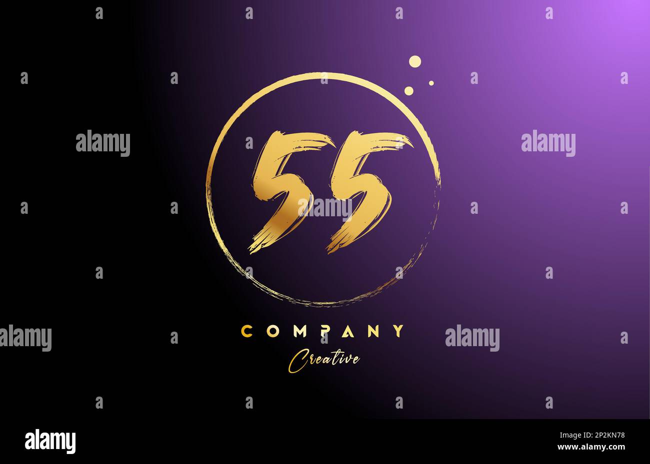 golden golden 55 number letter logo icon design with dots and circle ...