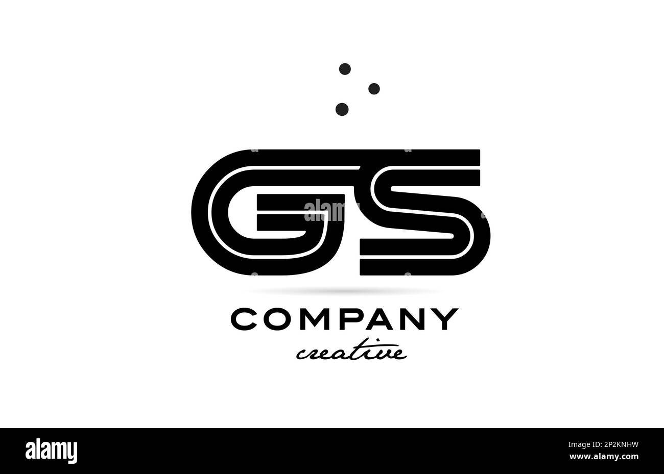 GS black and white combination alphabet bold letter logo with dots ...