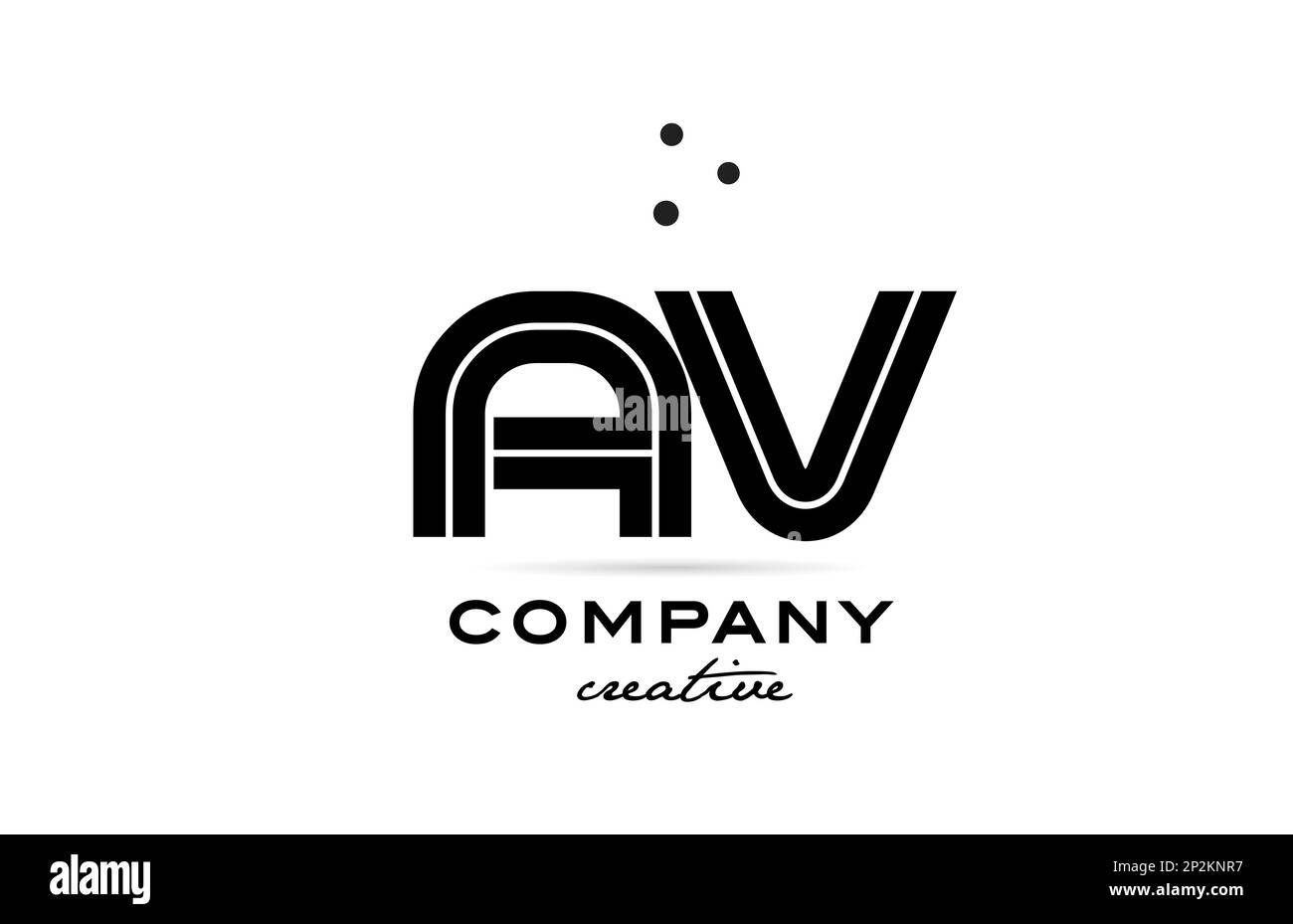 AV black and white combination alphabet bold letter logo with dots ...
