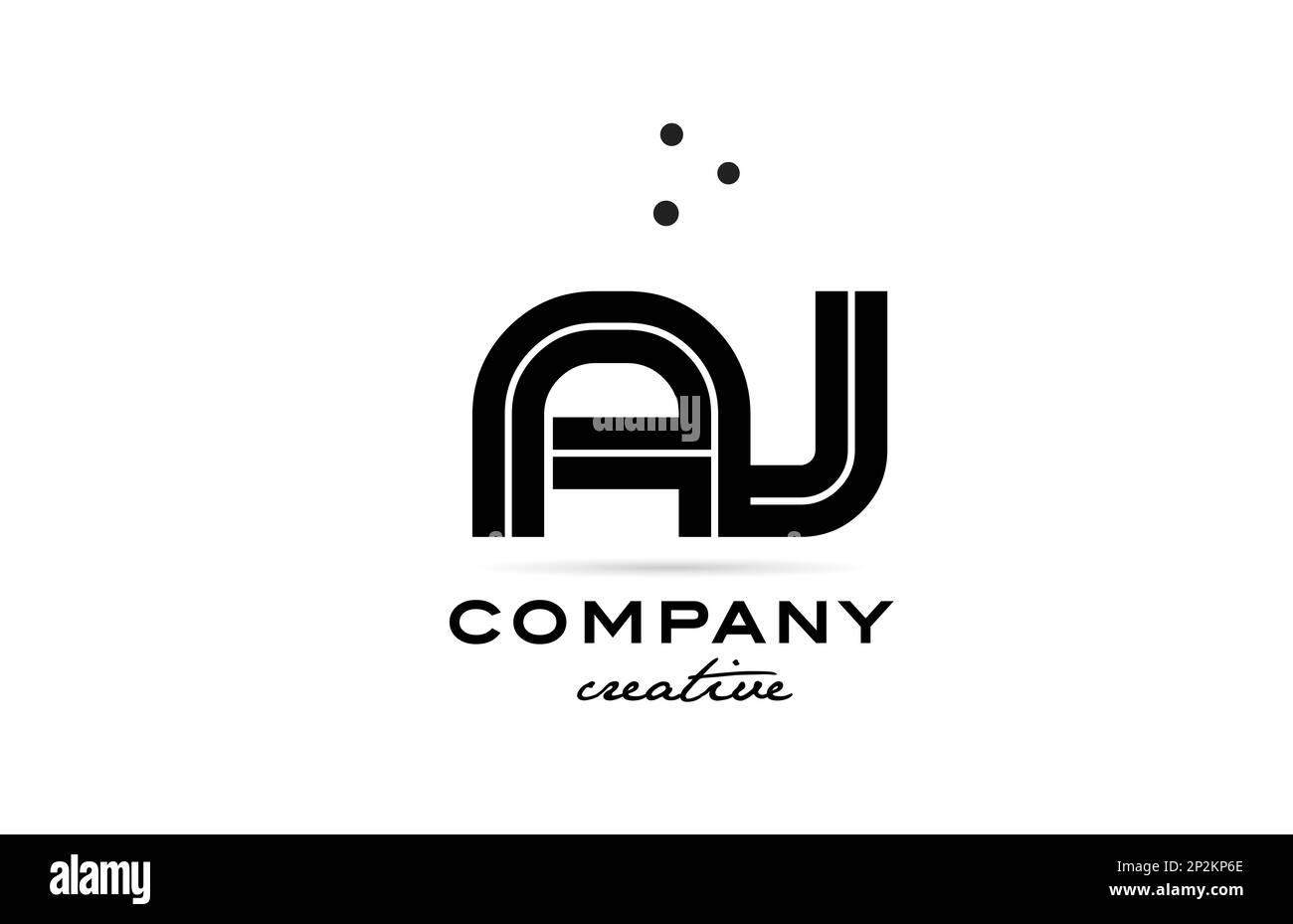 AJ black and white combination alphabet bold letter logo with dots ...