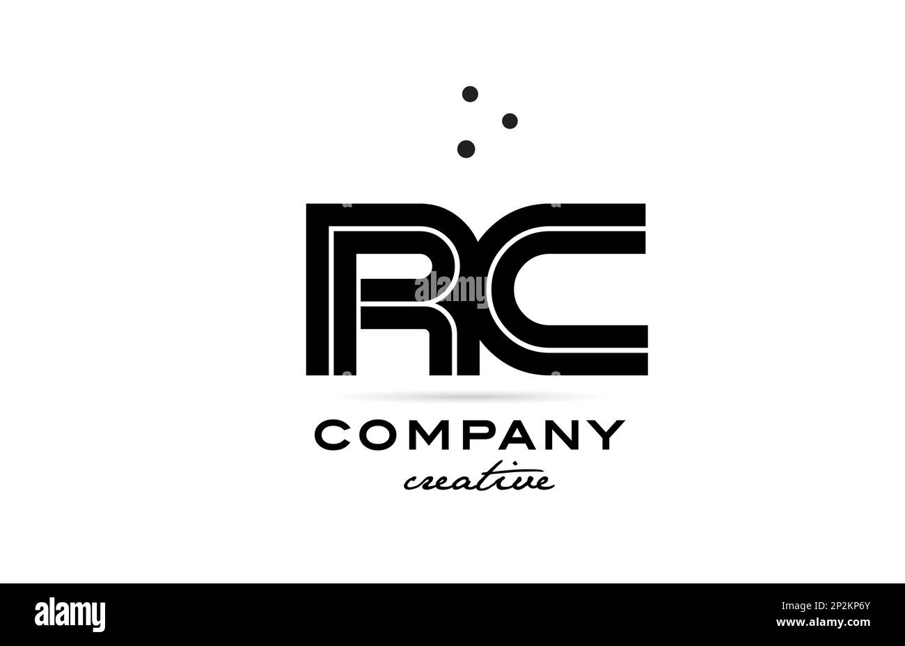 RC black and white combination alphabet bold letter logo with dots ...