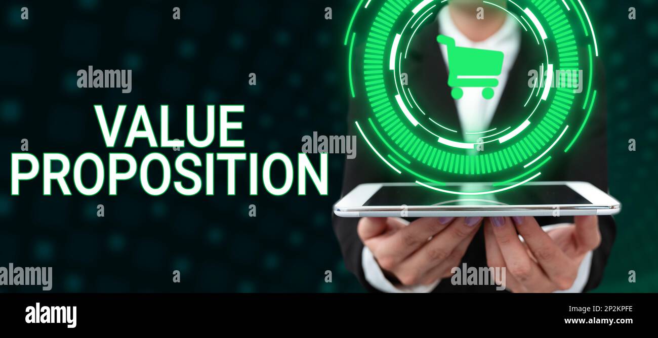 Conceptual display Value Proposition. Word for service make company or ...