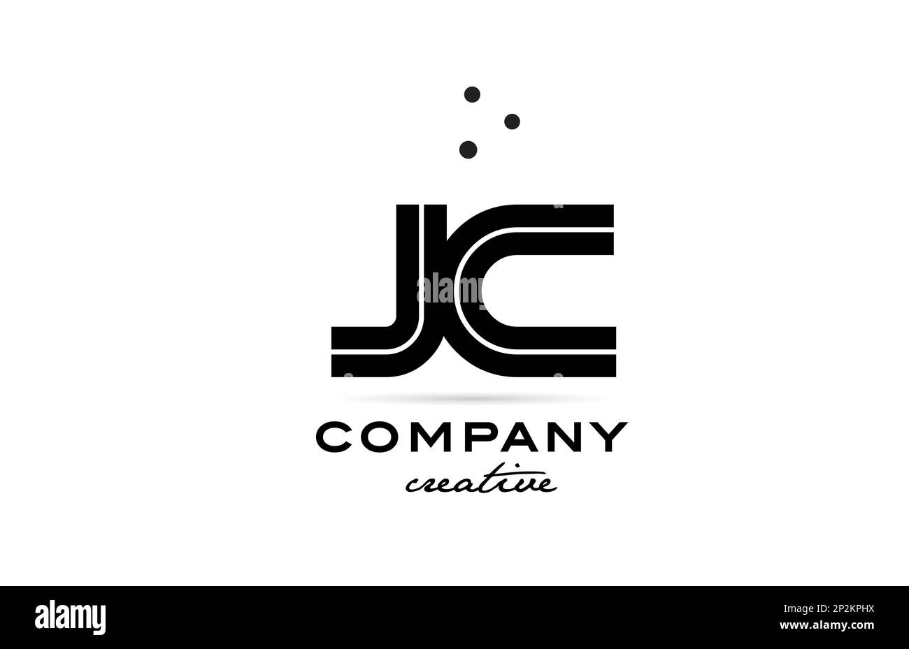 JC black and white combination alphabet bold letter logo with dots ...