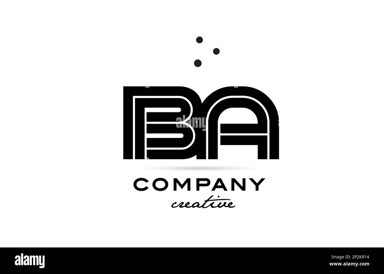 BA black and white combination alphabet bold letter logo with dots ...