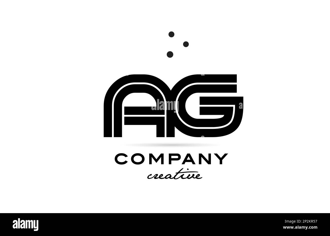 AG black and white combination alphabet bold letter logo with dots ...