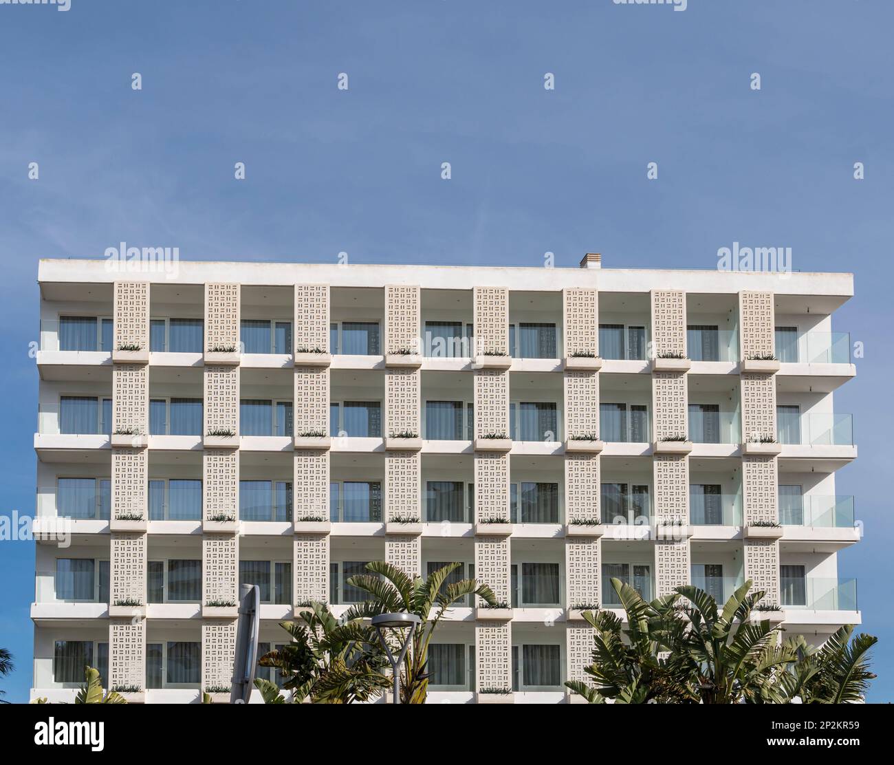 Playa de Palma, Spain; february 19 2023: Main facade of the Pamplona ...