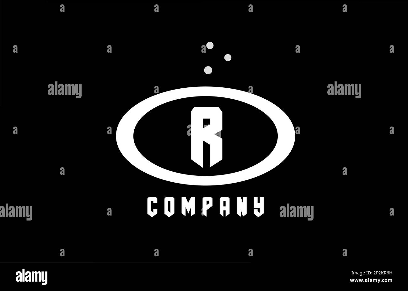 R black and white ellipse alphabet bold letter logo with dots. Creative ...