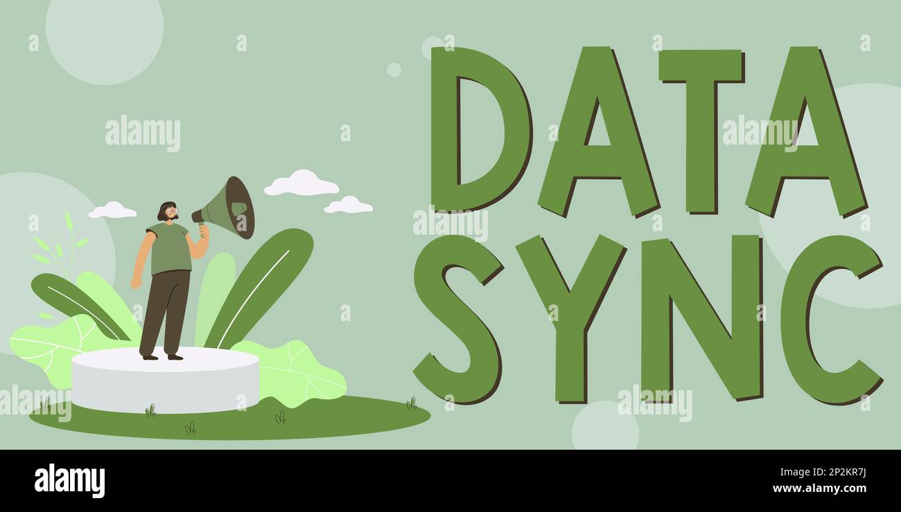 Conceptual display Data Sync. Business overview data that is continuously generated by different ...