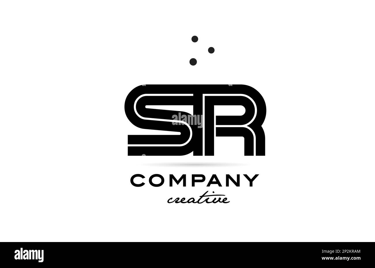 SR black and white combination alphabet bold letter logo with dots ...
