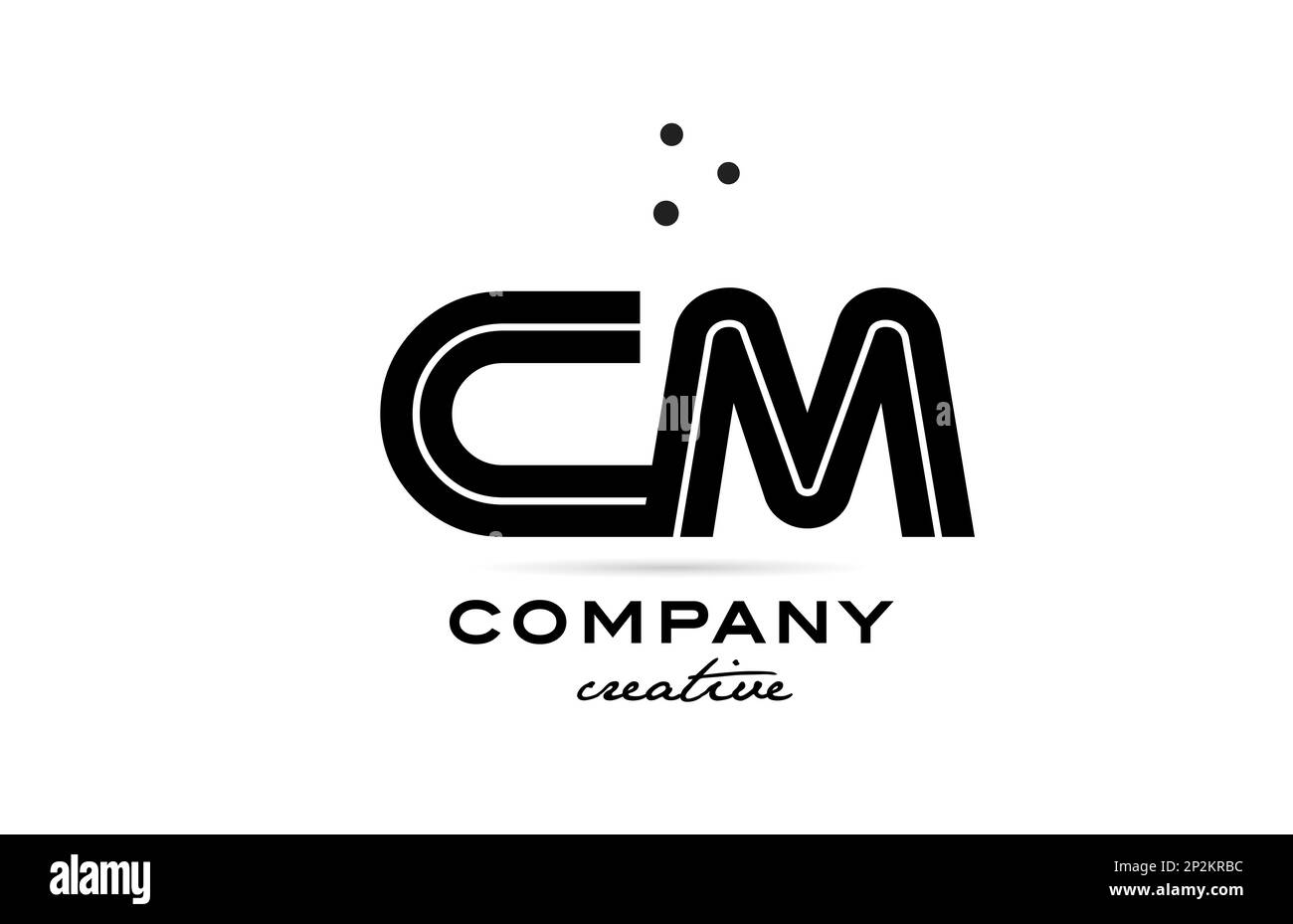 CM black and white combination alphabet bold letter logo with dots ...