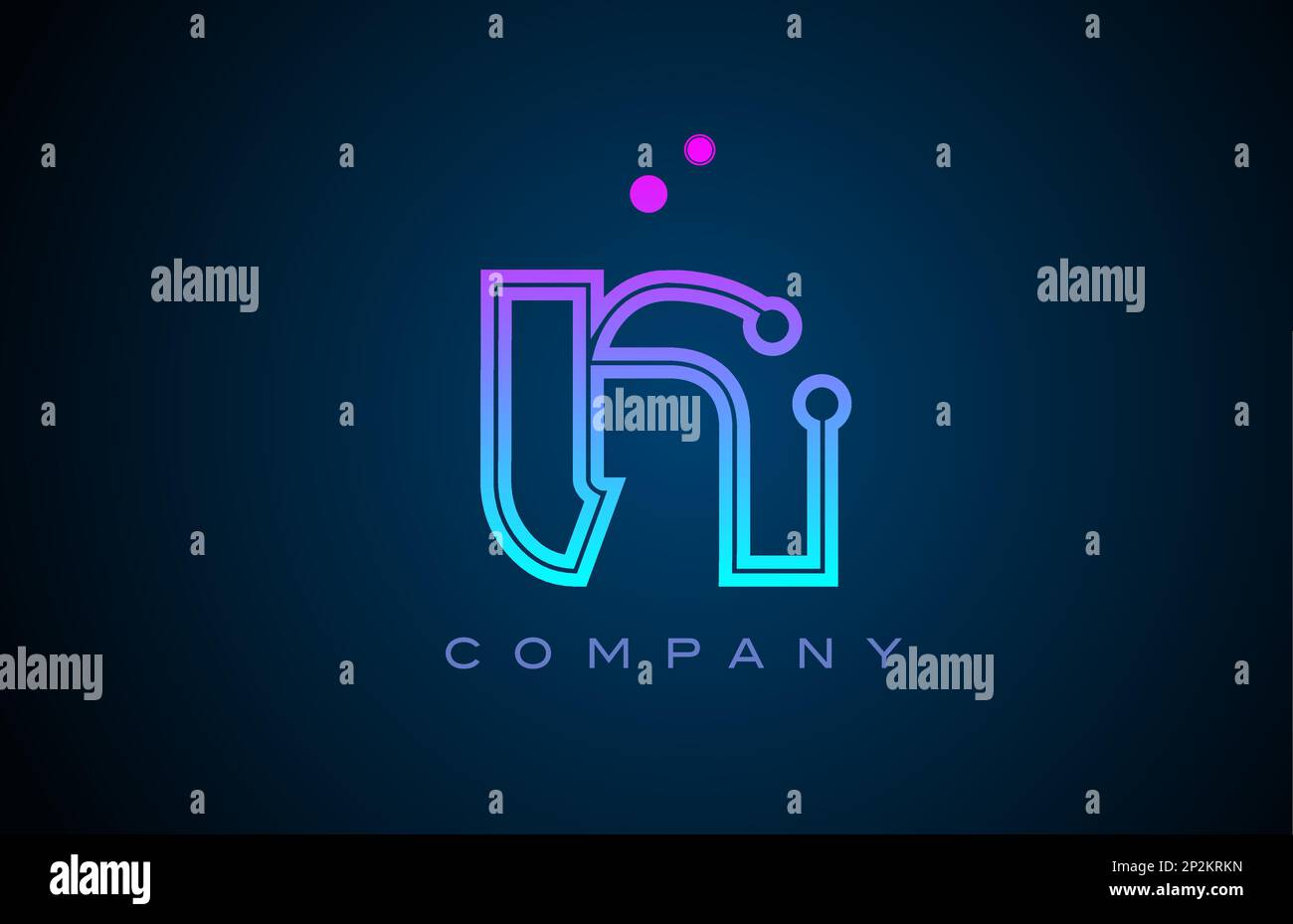 N alphabet letter logo icon design with pink blue color and dots ...