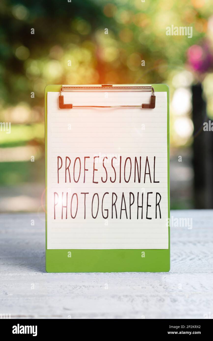Text sign showing Professional Photographer. Word for person who takes ...