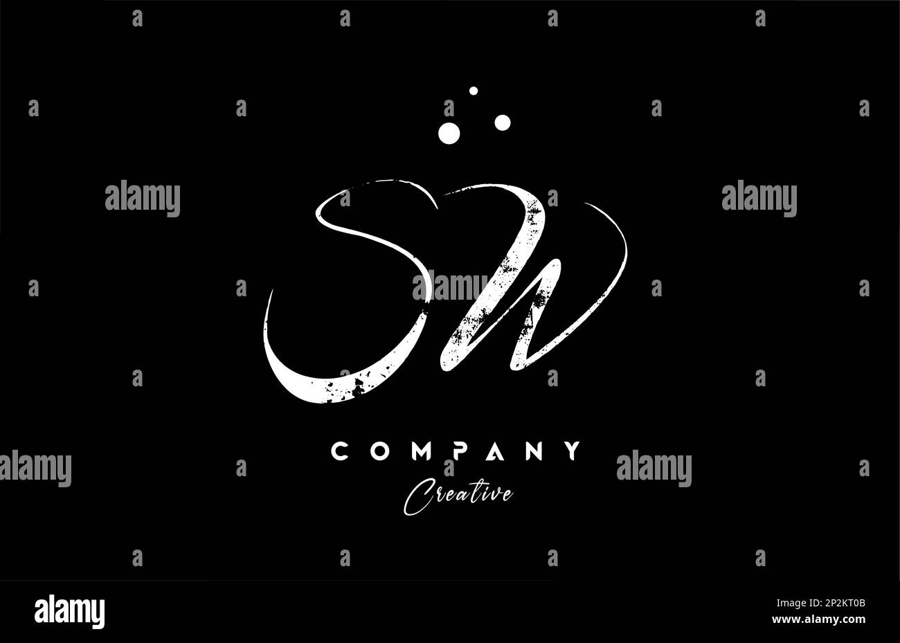 vintage SW alphabet letter logo icon combination design with dots ...