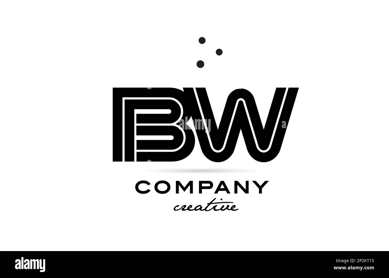 BW black and white combination alphabet bold letter logo with dots ...