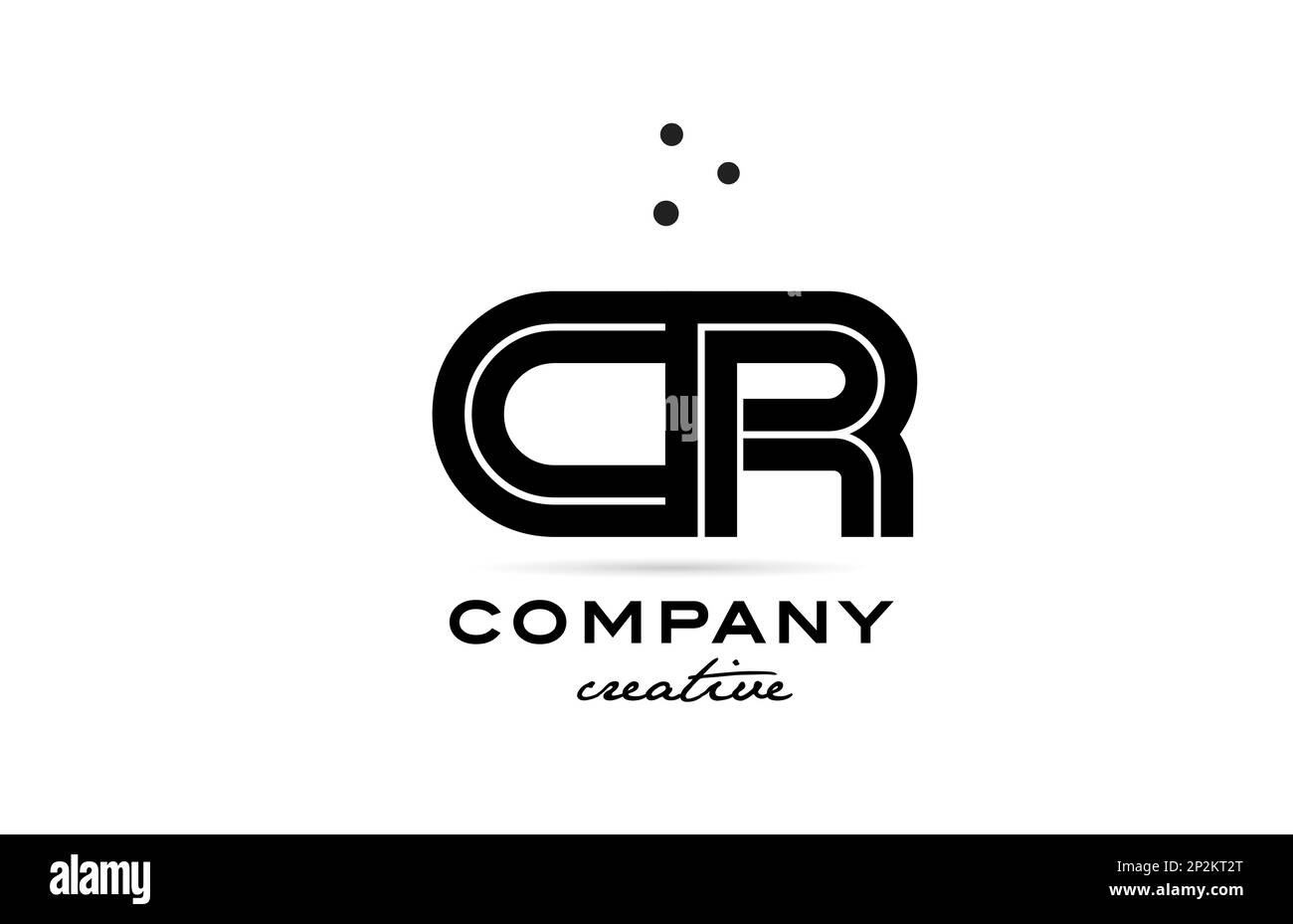 CR black and white combination alphabet bold letter logo with dots ...