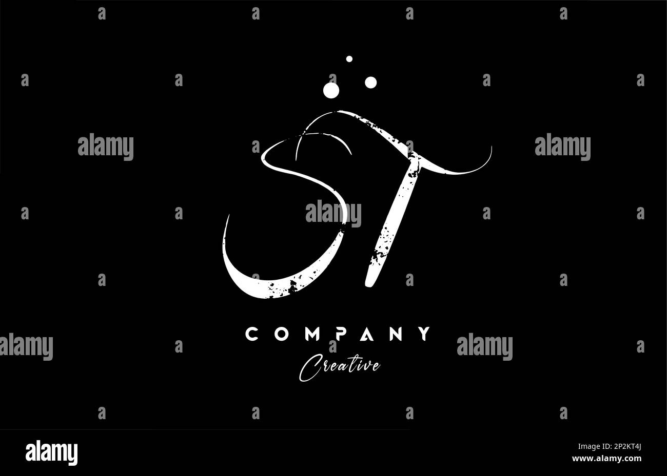 vintage ST alphabet letter logo icon combination design with dots ...