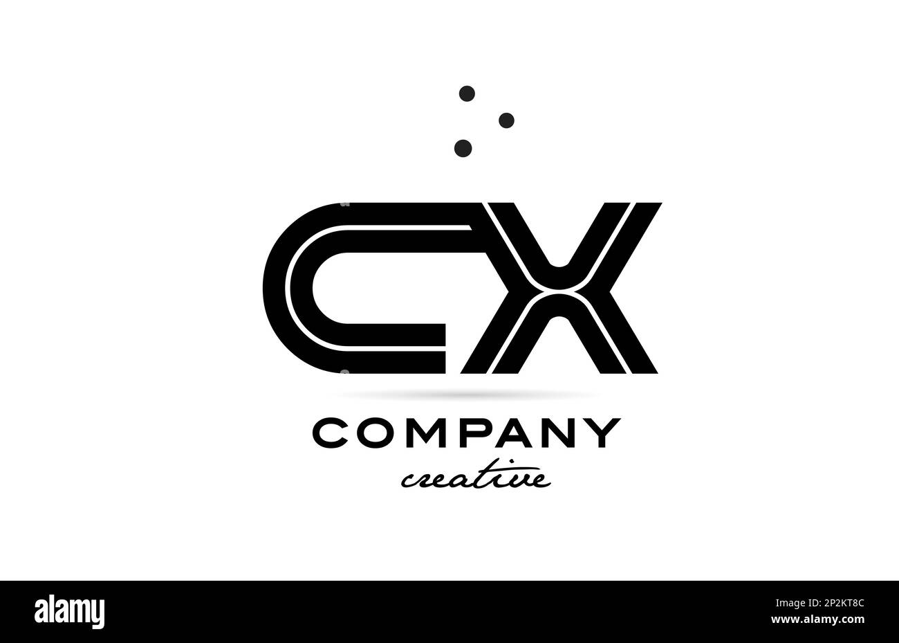 CX black and white combination alphabet bold letter logo with dots ...
