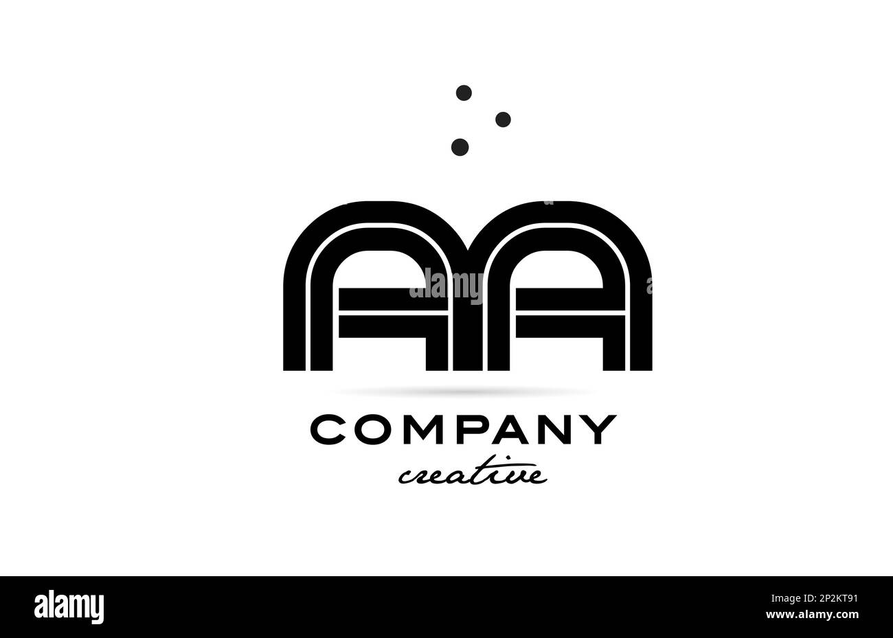 AA black and white combination alphabet bold letter logo with dots ...
