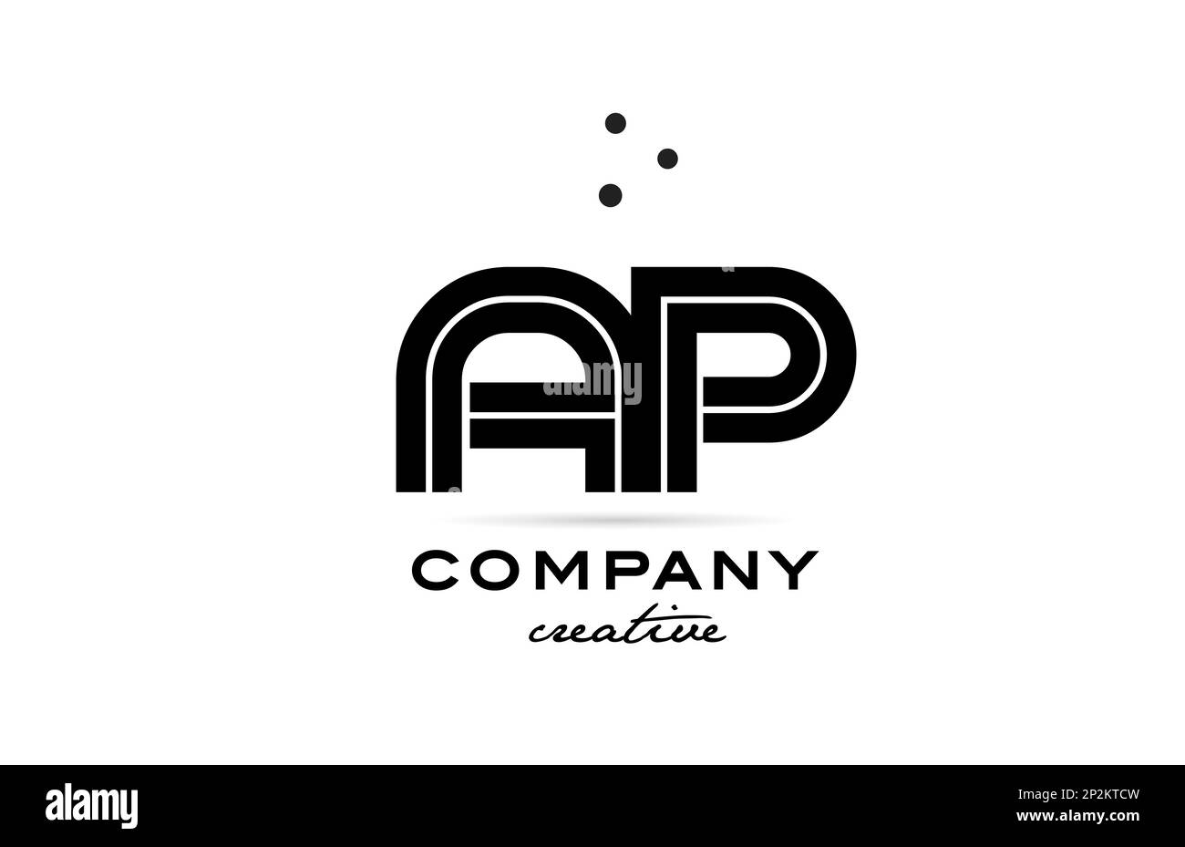 AP black and white combination alphabet bold letter logo with dots ...