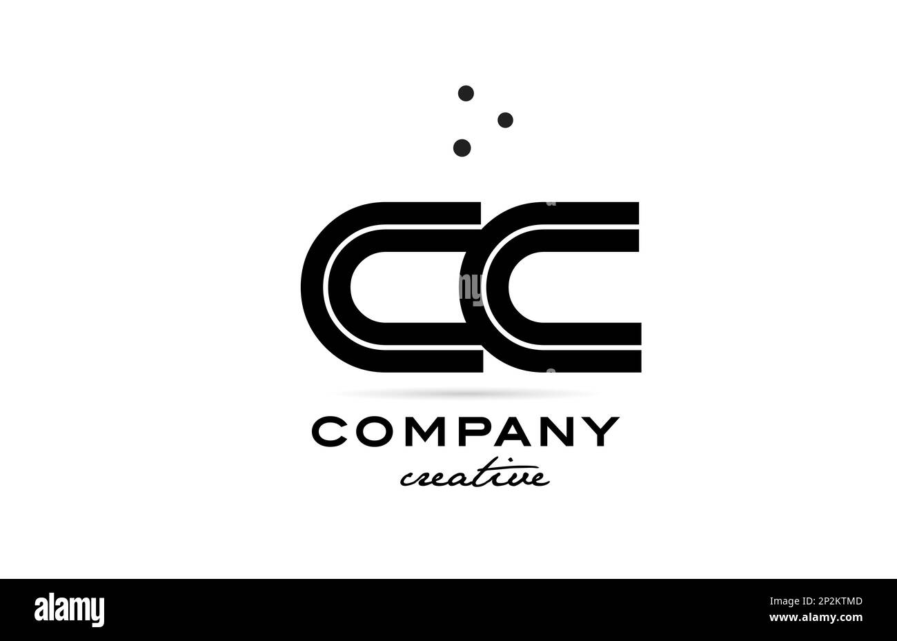 CC black and white combination alphabet bold letter logo with dots ...