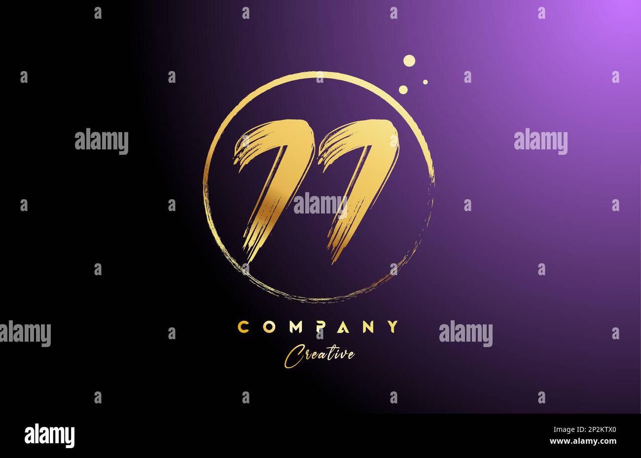 golden golden 77 number letter logo icon design with dots and circle ...