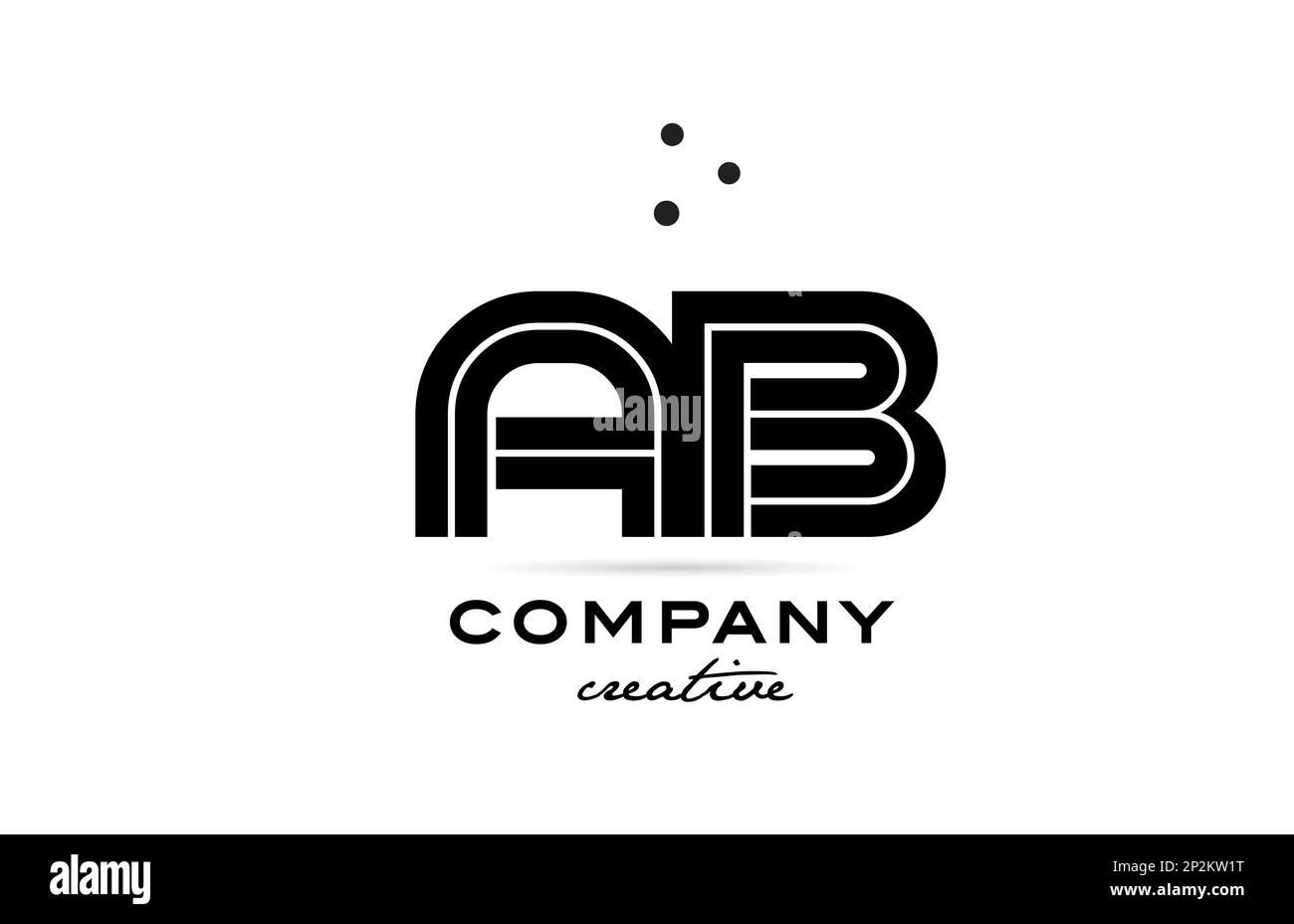 AB black and white combination alphabet bold letter logo with dots ...