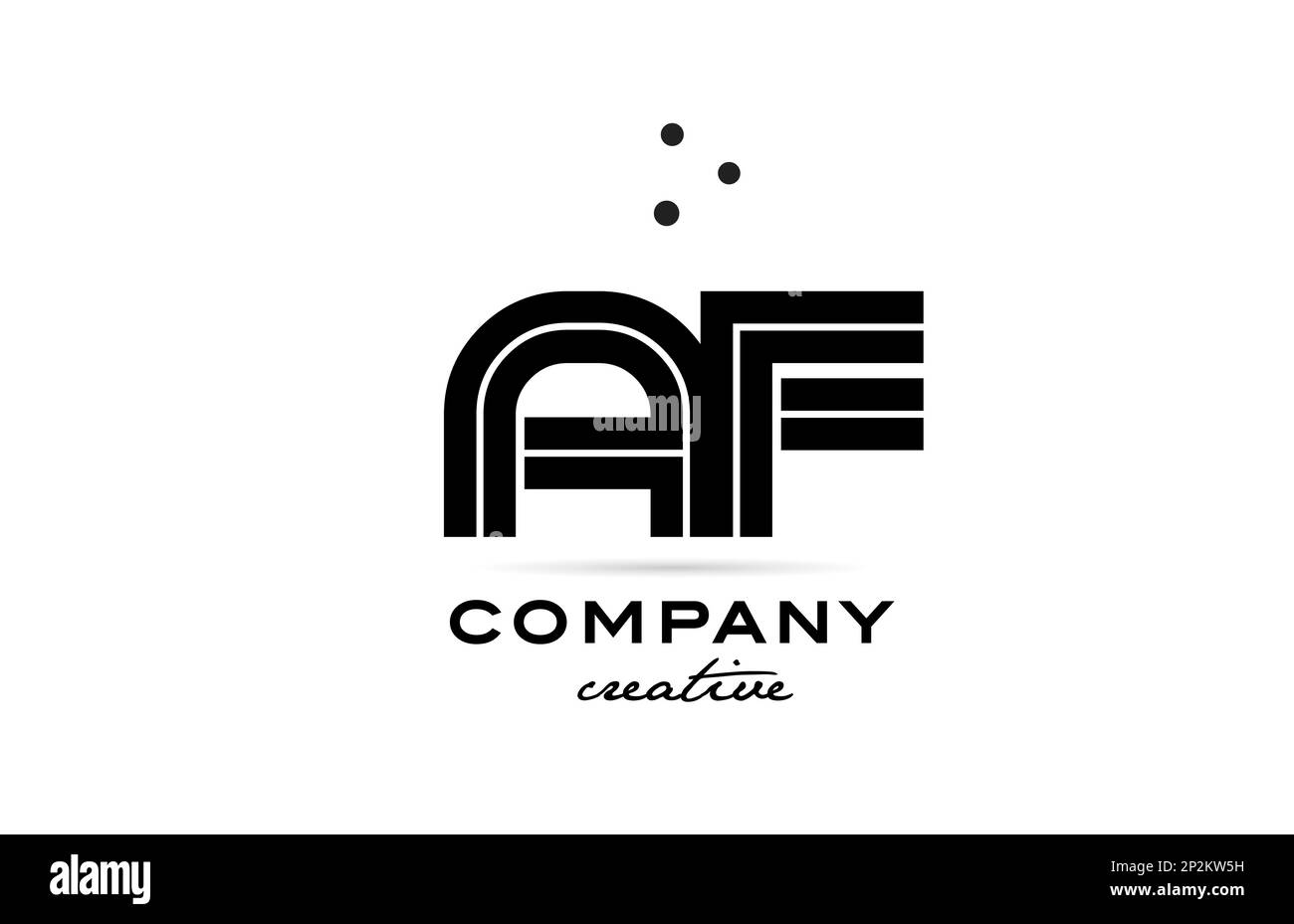 AF black and white combination alphabet bold letter logo with dots ...