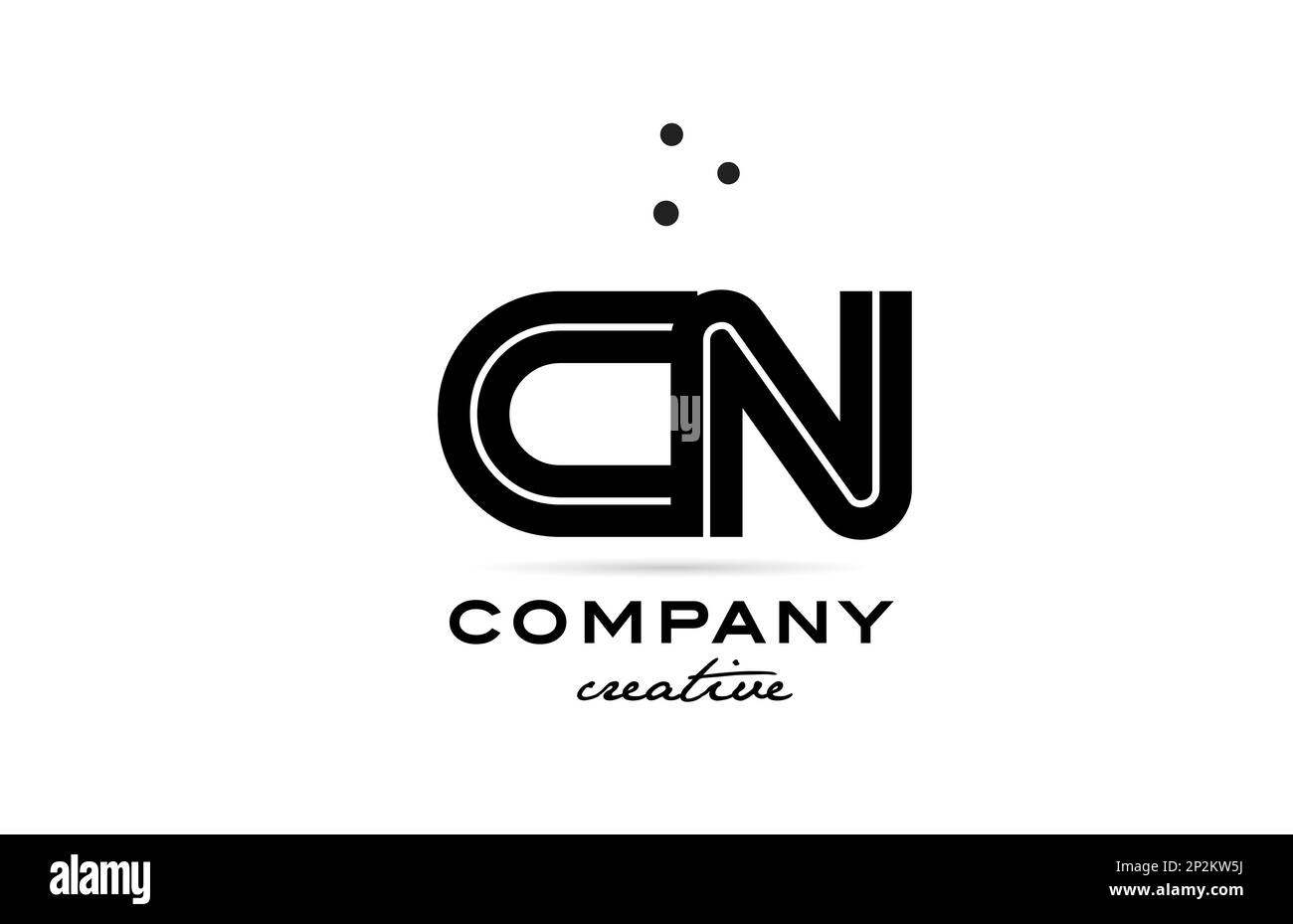 CN black and white combination alphabet bold letter logo with dots ...