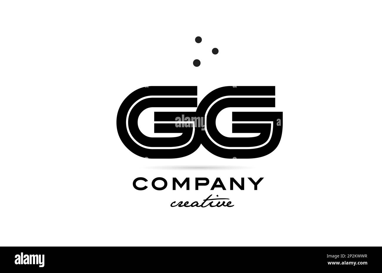 GG black and white combination alphabet bold letter logo with dots ...