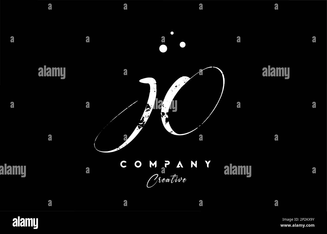 vintage JO alphabet letter logo icon combination design with dots ...