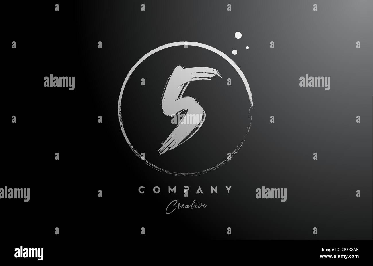 black white 5 number letter logo icon design with dots and circle ...