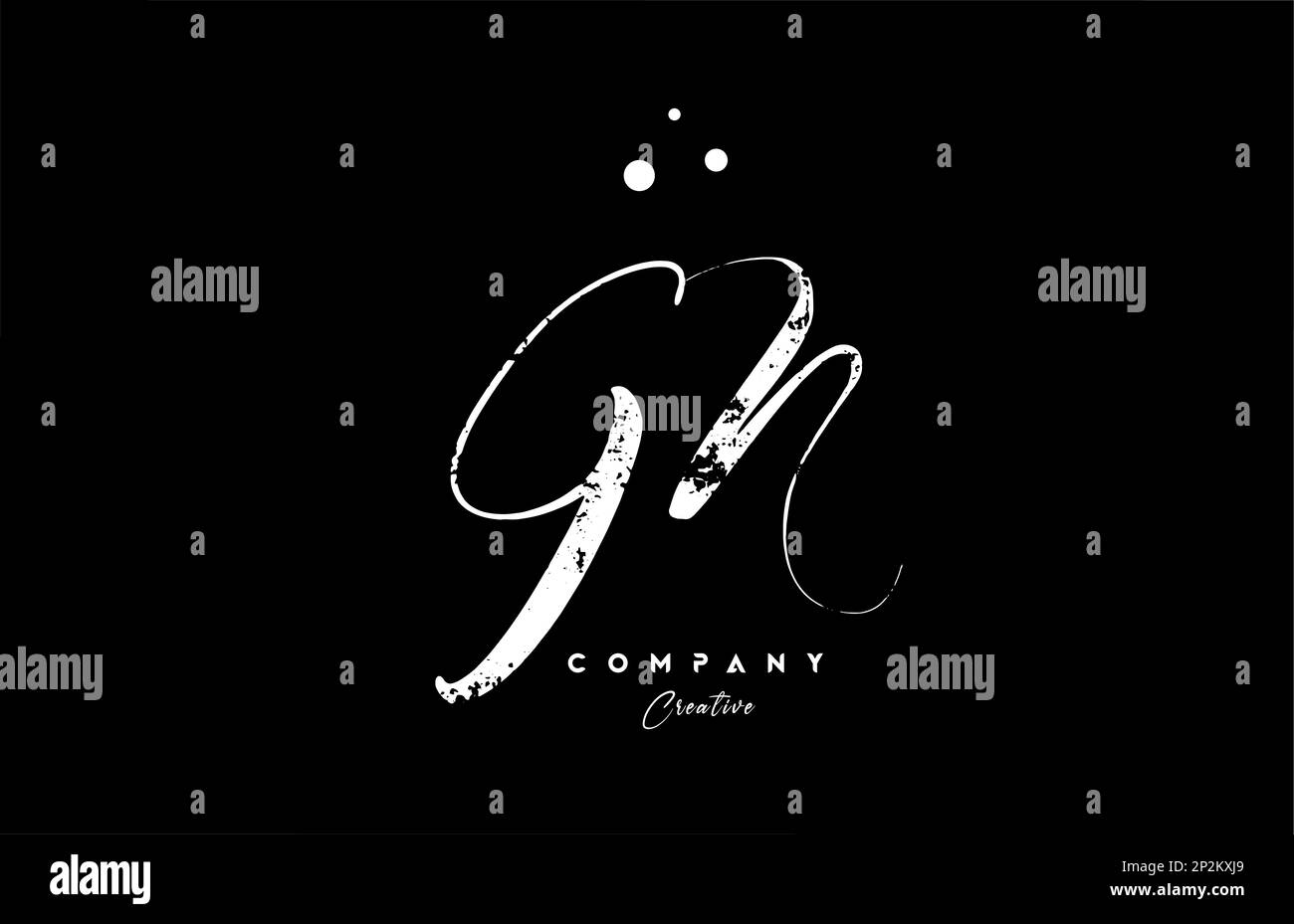 vintage GN alphabet letter logo icon combination design with dots ...