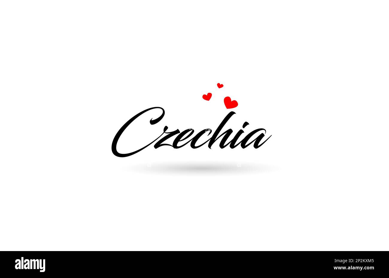 Czechia name country word with three red love heart. Creative ...