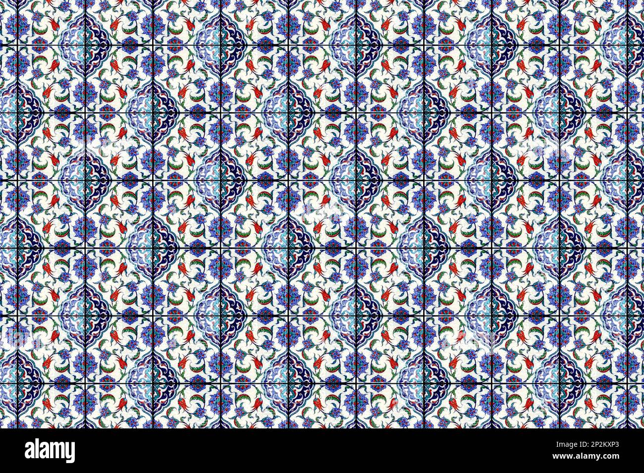 ottoman iznik tiles design, abstract geometric pattern, vector ...