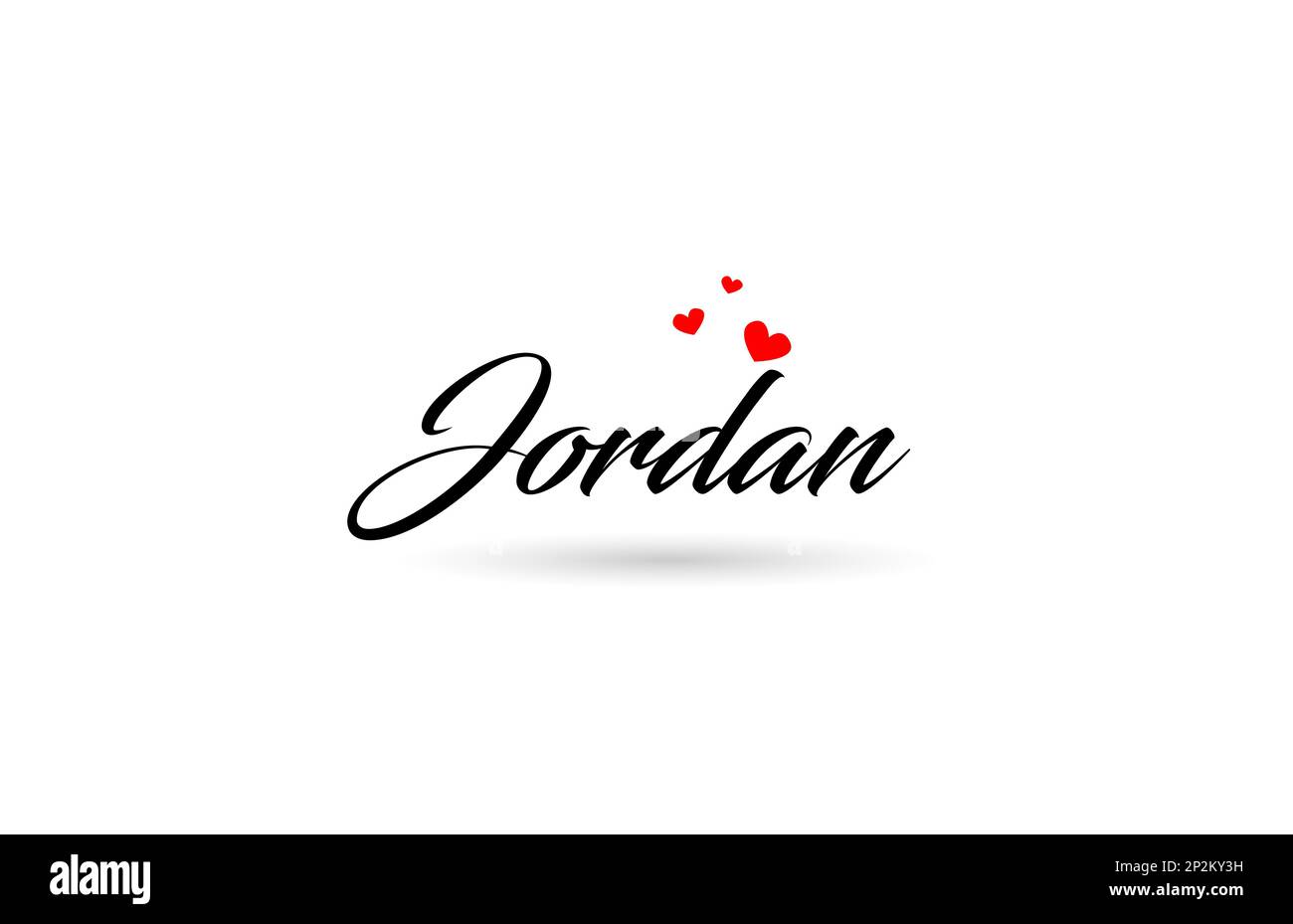 Jordan name country word with three red love heart. Creative typography ...