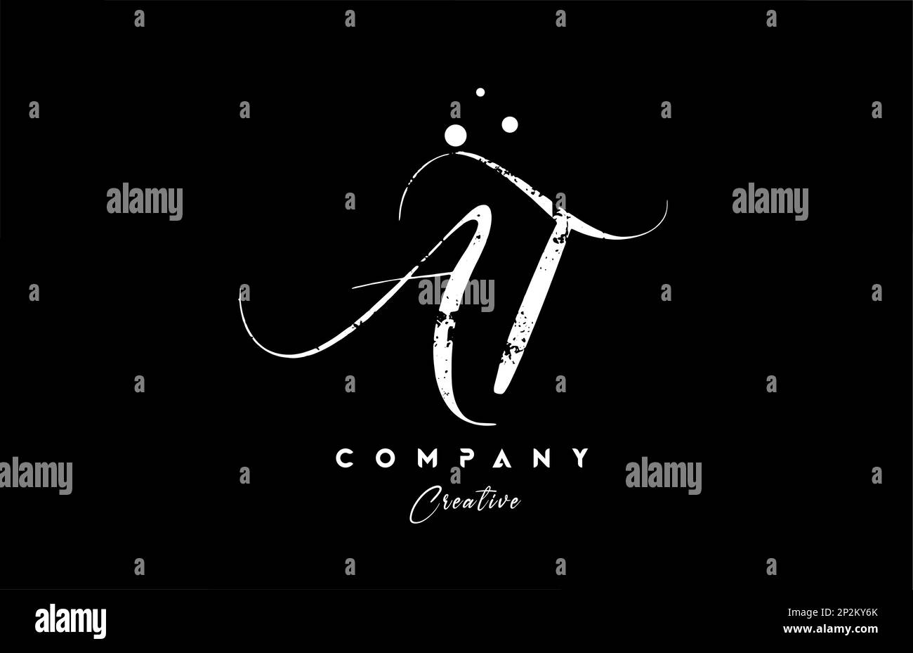 vintage AT alphabet letter logo icon combination design with dots ...