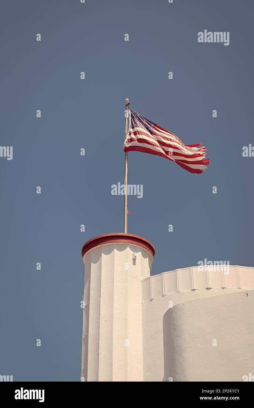 american national flag on top of building. independence day Stock Photo ...