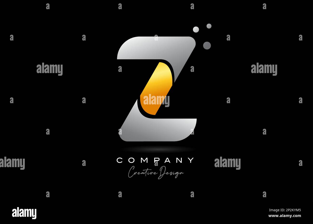 Z yellow golden alphabet letter logo icon design with grey color ...