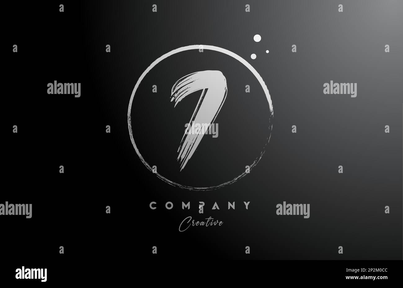 black white 7 number letter logo icon design with dots and circle ...